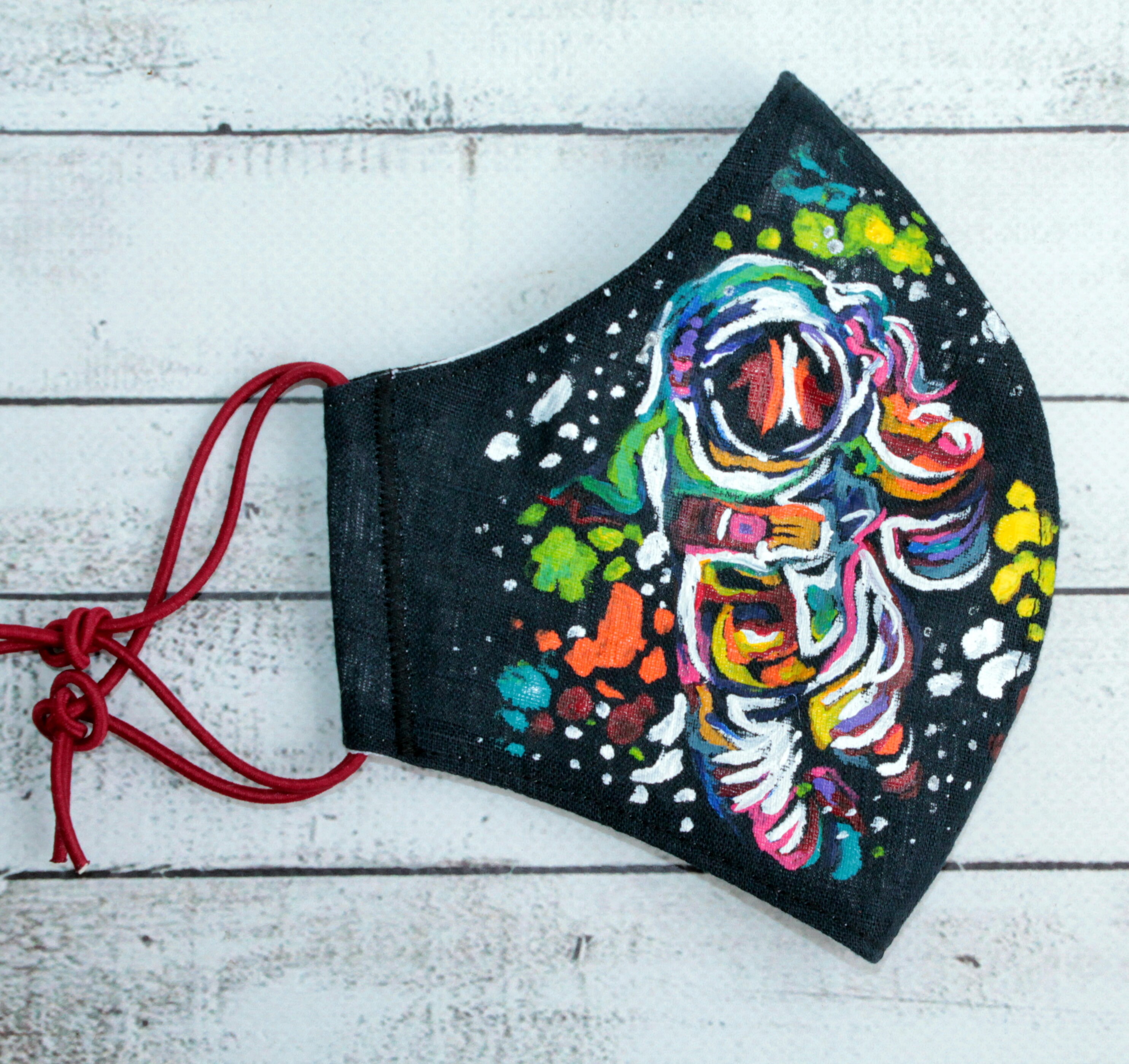 Hand Painted Astronaut Face Mask Washable Linen Spaceman Mask College ...