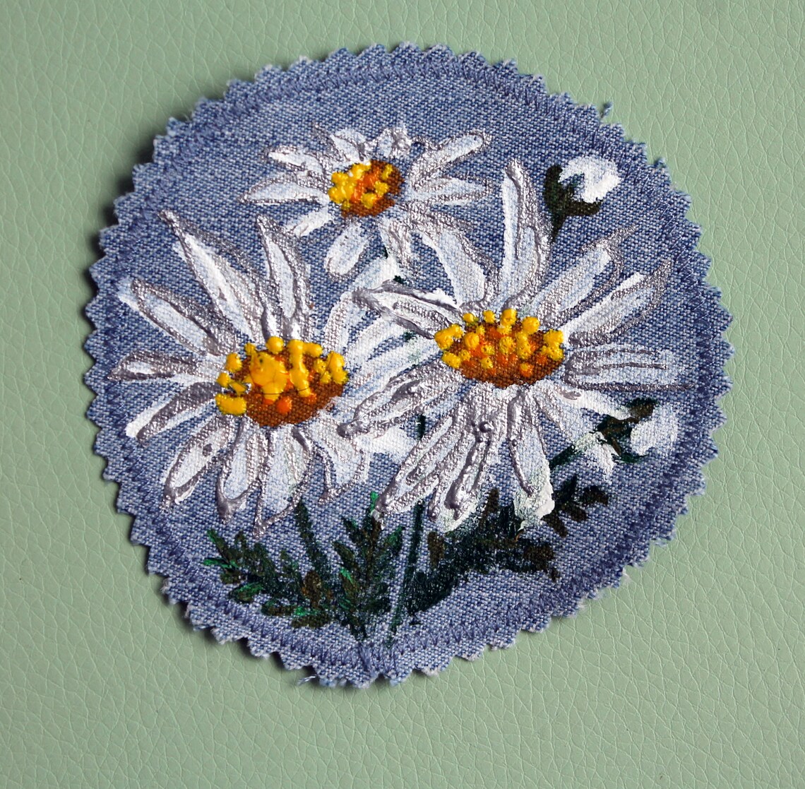 Daisy Patch Hand Painted Denim Patches Floral Upcycled Jeans for Women ...