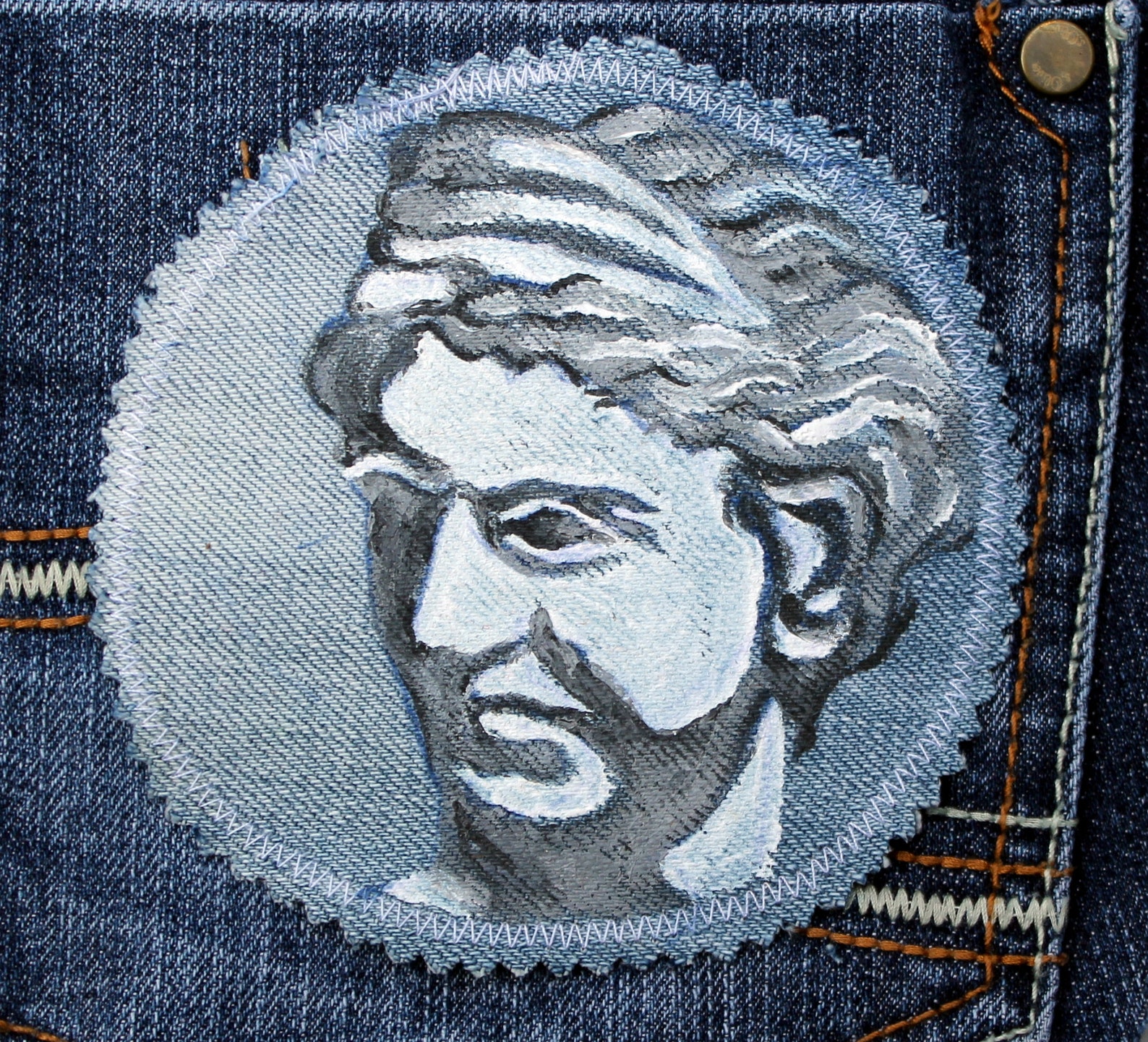Hand Painted Greek Woman Statue Patch Denim Greek Mythology Patches ...