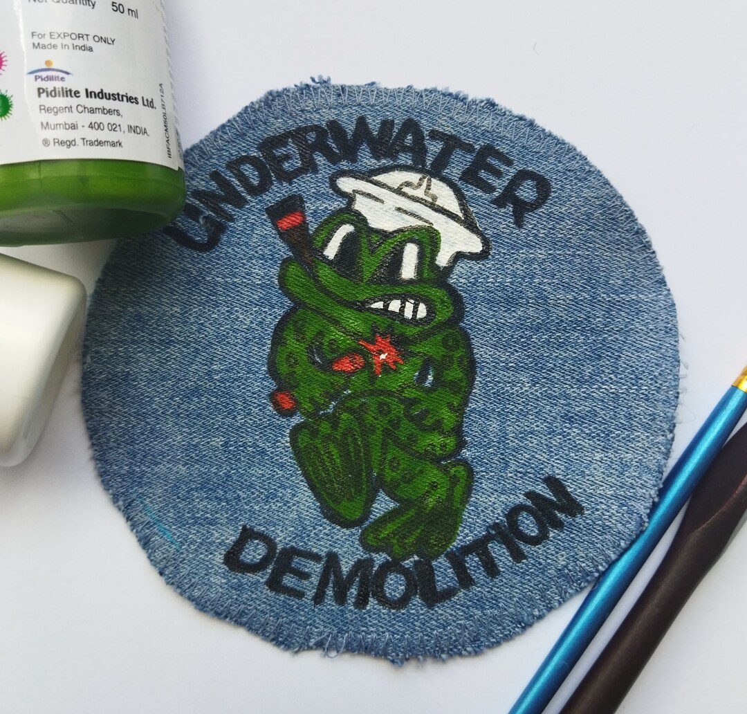 Hand Painted Underwater Demolition Patch Denim Patches Diver Gift ...