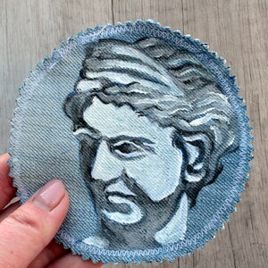 Hand Painted Greek Woman Statue Patch Denim Greek Mythology Patches ...