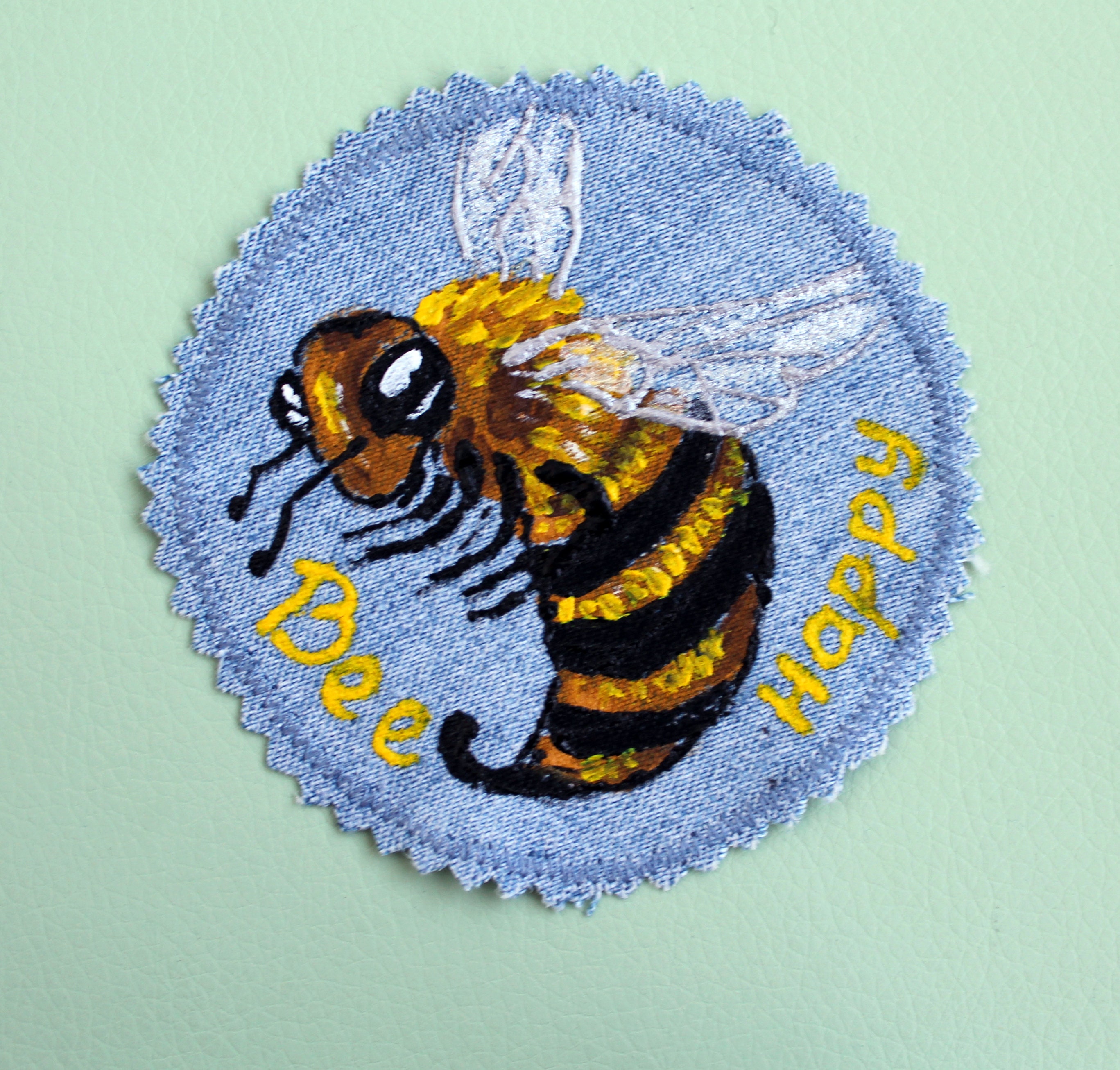 Hand Painted Bee Patch Denim Patches Sew on Bumblebee Artwork CUSTOM - Etsy