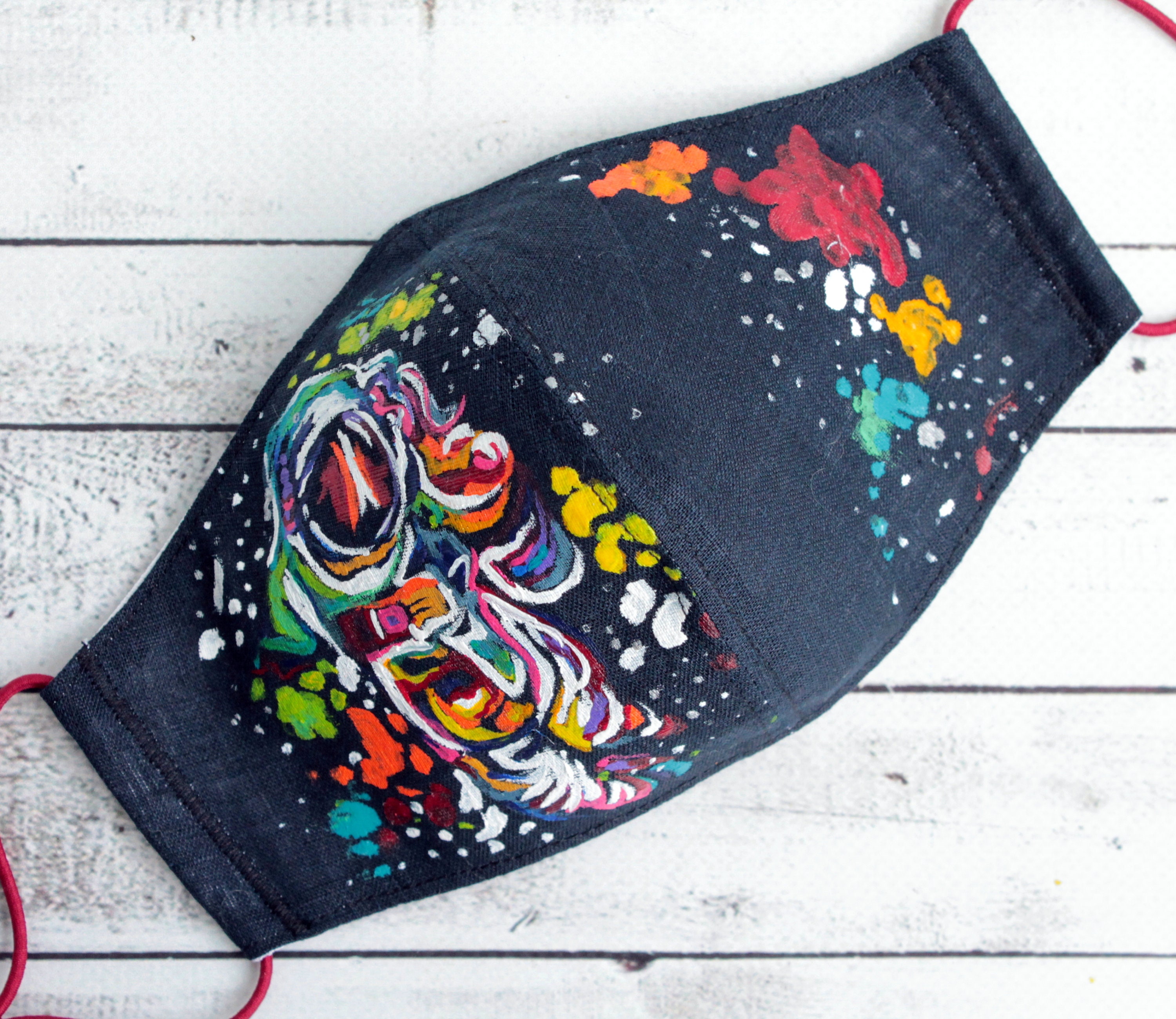 Hand Painted Astronaut Face Mask Washable Linen Spaceman Mask College ...