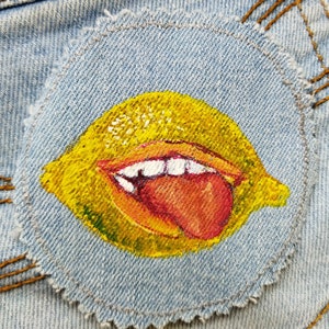 Hand Painted Weird Patch Strange Painting Denim Patches Crazy Lemon ...