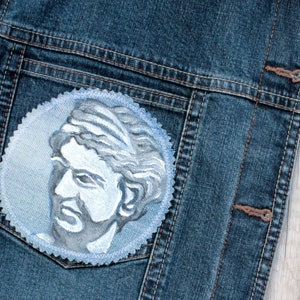 Hand Painted Greek Woman Statue Patch Denim Greek Mythology Patches ...