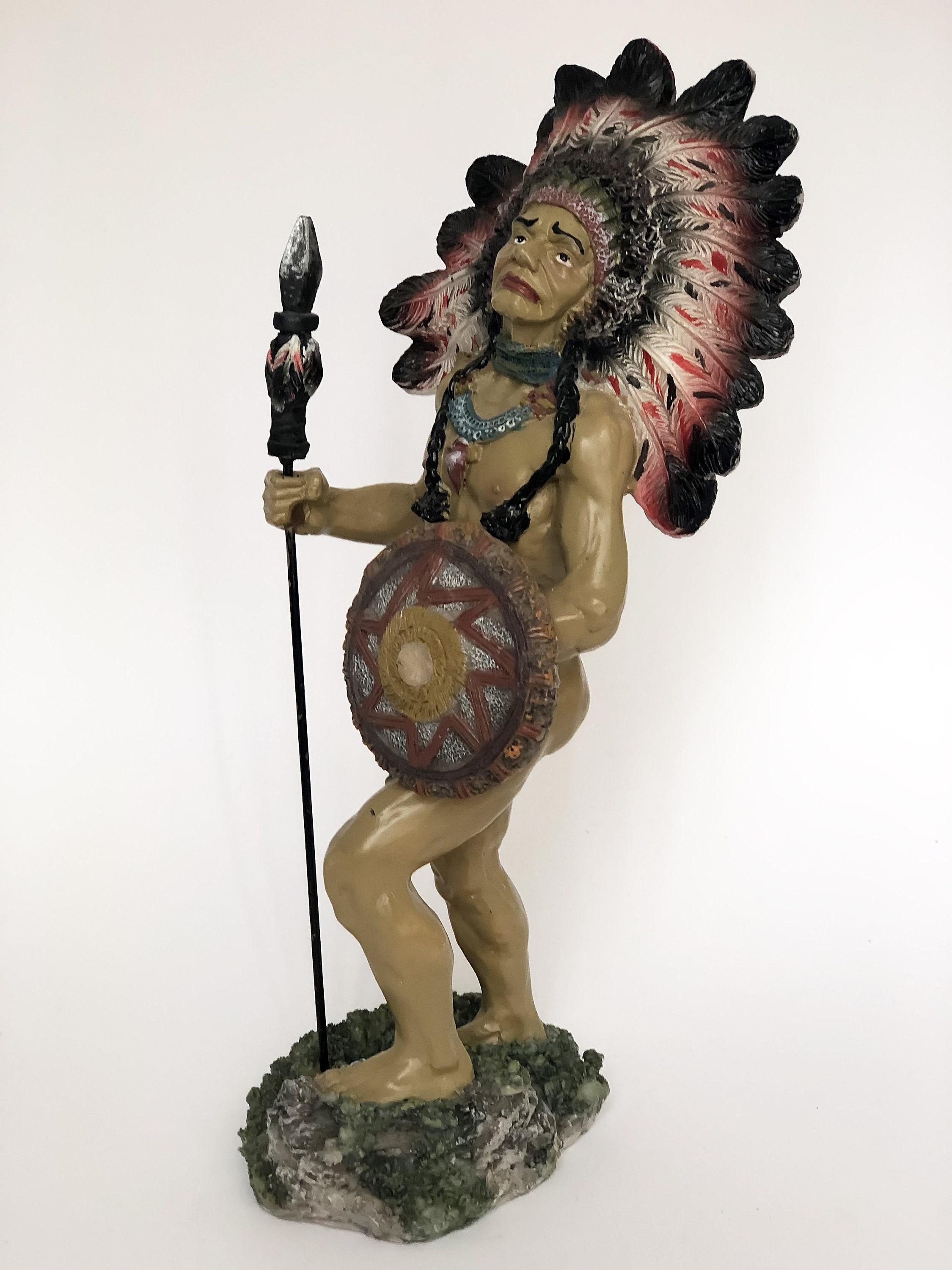 Native American Indian Chief Figurine, Hand-painted Sculpture - Etsy
