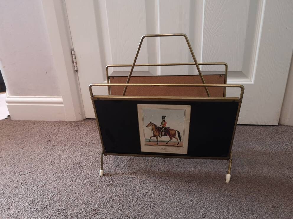 Vintage 1950s Magazine Rack in a Gold Tone Metal. Iconic 1950s Feet ...