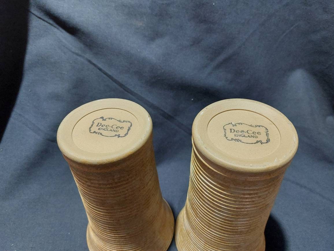 Pair of 1980s Dee Cee Stoneware Vases. Vintage Ceramic Stoneware Ribbed ...