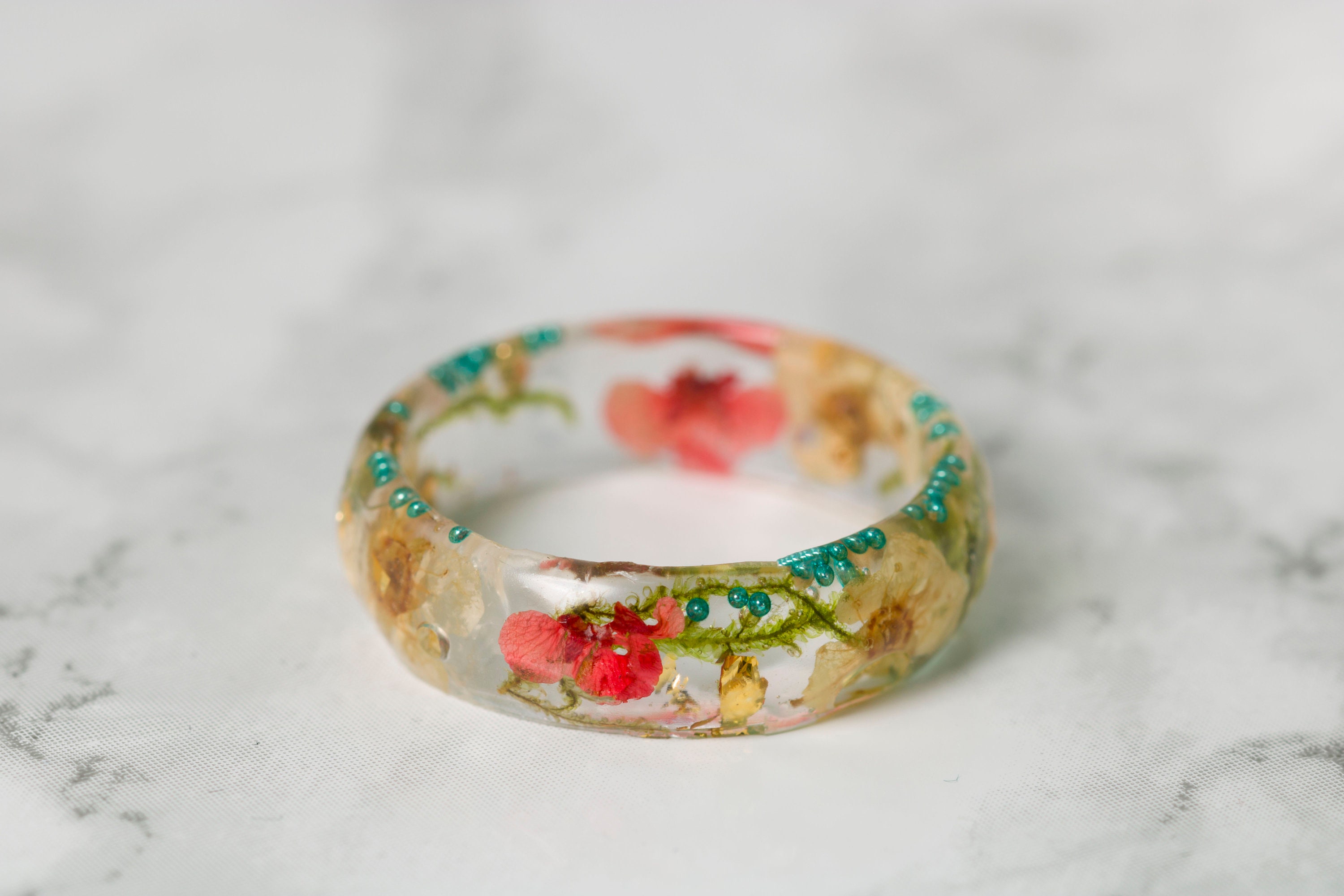 Resin Ring With Real Flower Pressed Flower Ring terrarium | Etsy