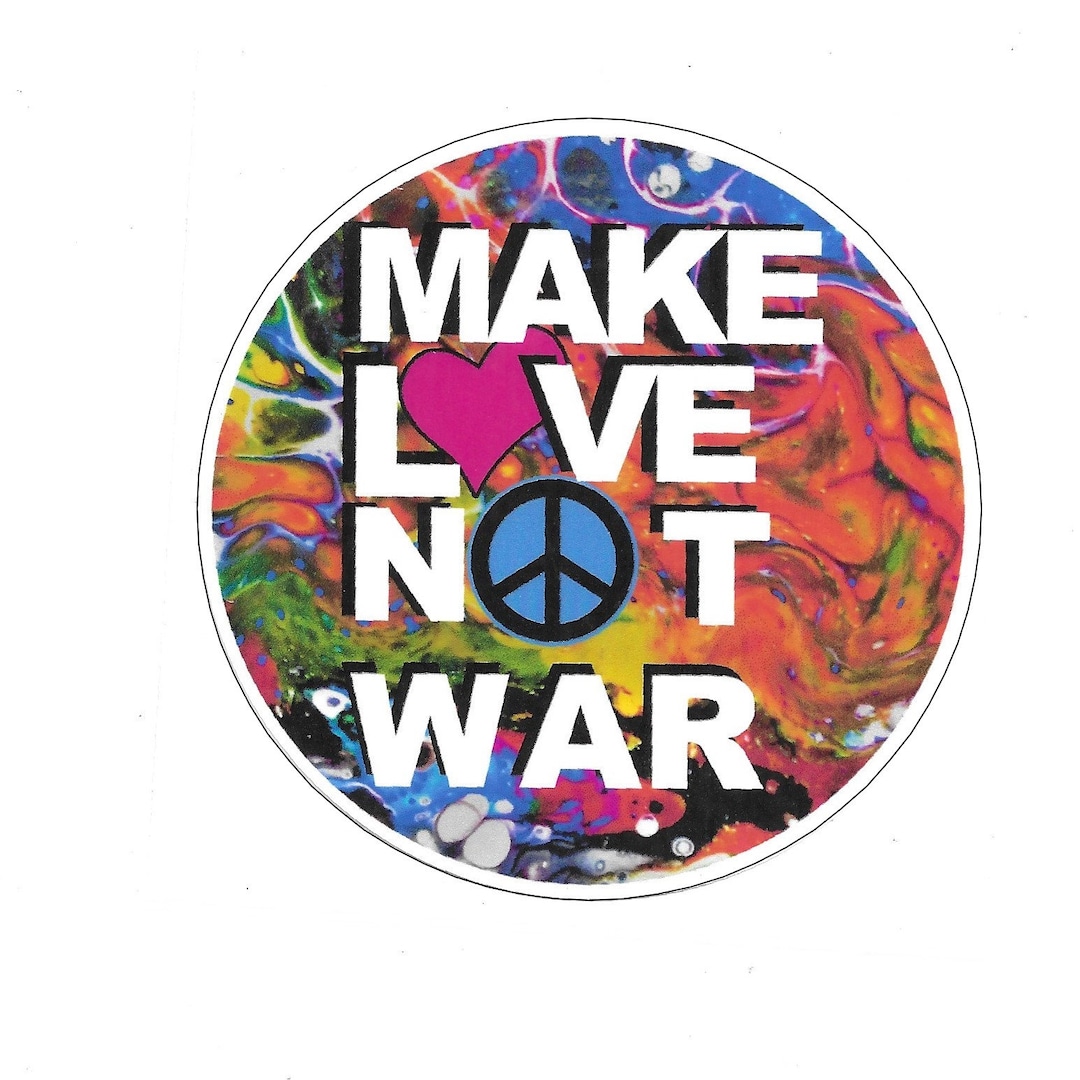 Hippie Stuff, Make Love Not War Sticker, Hippie Sticker, Hippie ...