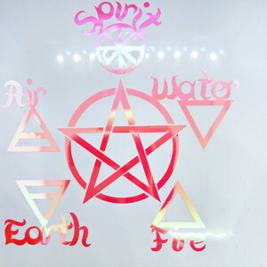 5 Elements Pentagram Decal: Wicca Alchemy Sticker - Etsy