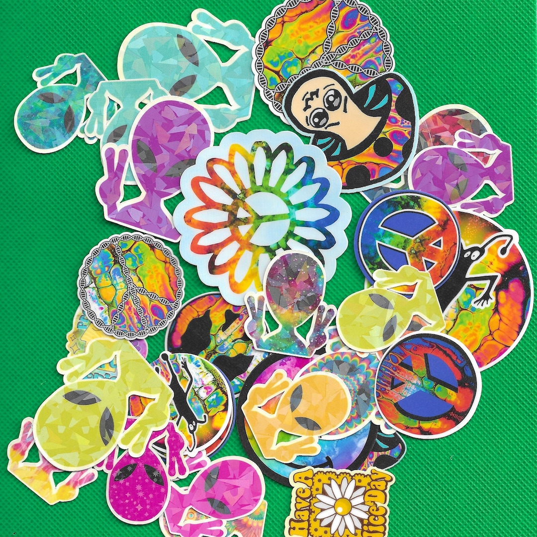 Hippie Sticker Pack, Hippie Sticker, Sticker Deals, Smiley Sticker ...