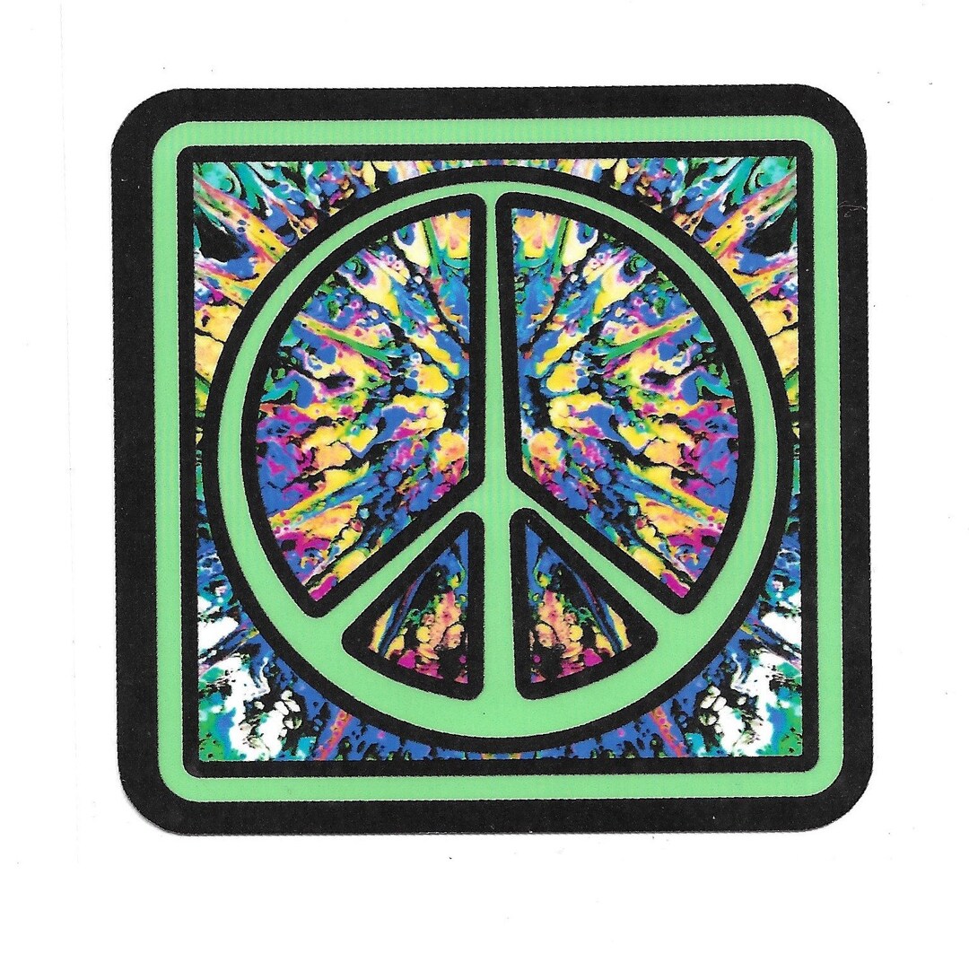 Psychedelic Peace Sign Sticker: Laminated Hippie Decor - Etsy