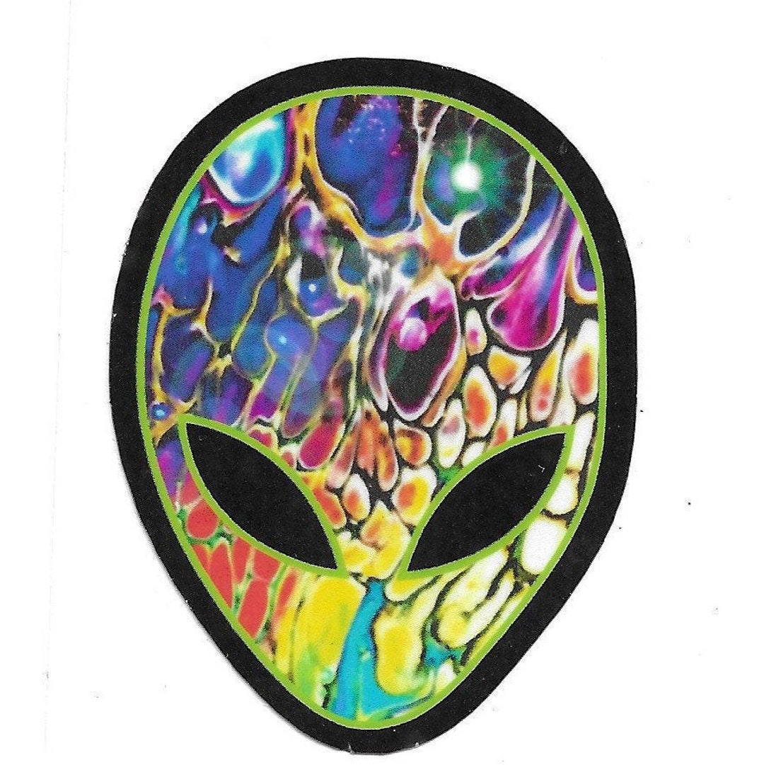 Alien Sticker, Psychedelic Alien Sticker, Alien Stickers, Trippy ...