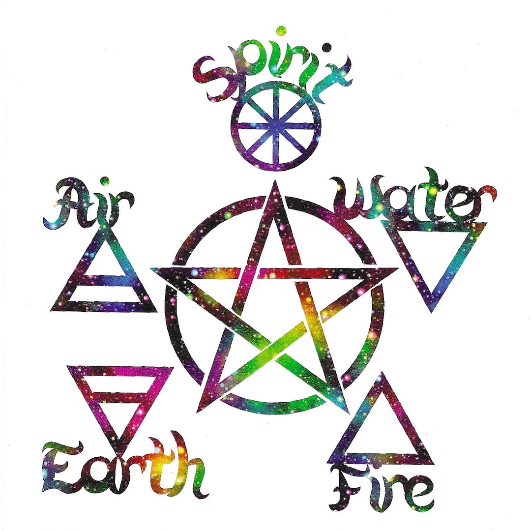 5 Elements Decal, Elements and Pentagram Decal, Wicca Decal, Alchemy ...