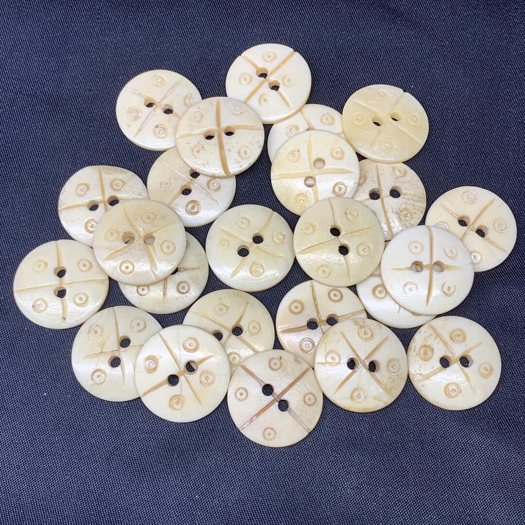 20 Pieces Natural Bone Buttons, 23 MM Hand Carved Buttons, 2 Hole ...