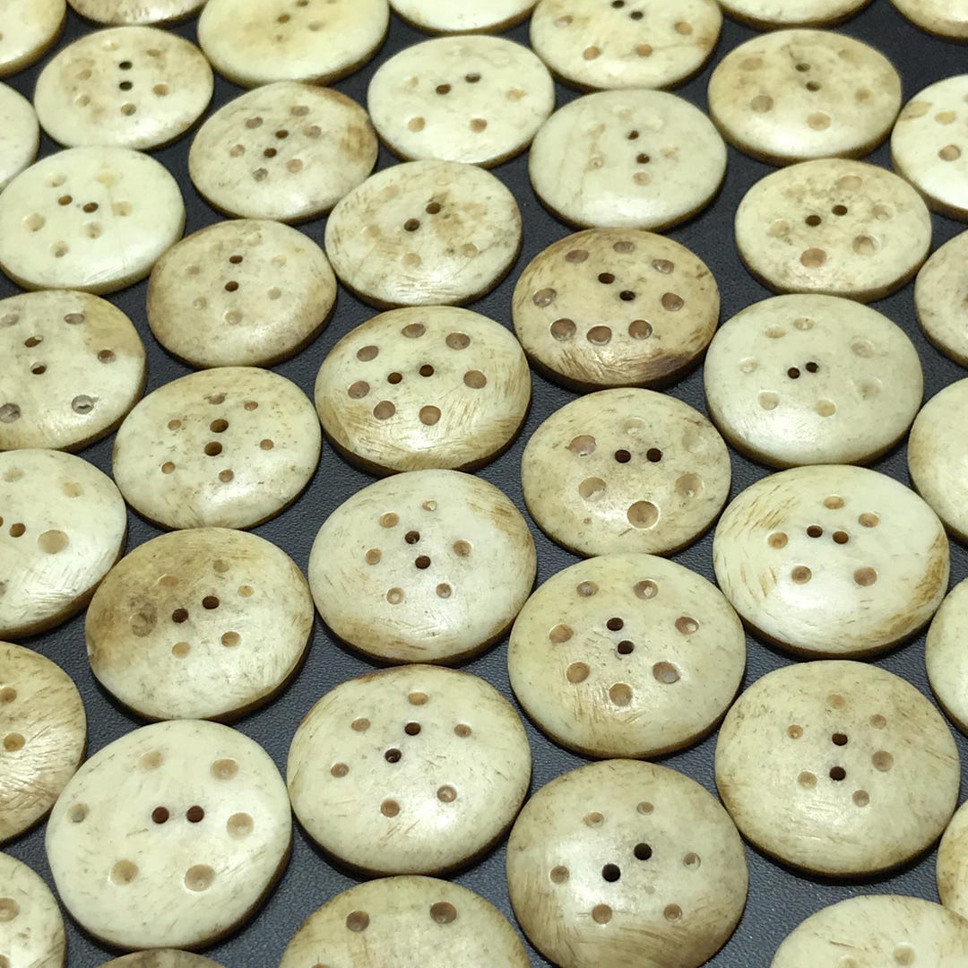 20 Pieces Natural Bone Buttons, 25 MM Hand Carved Buttons, 2 Hole ...