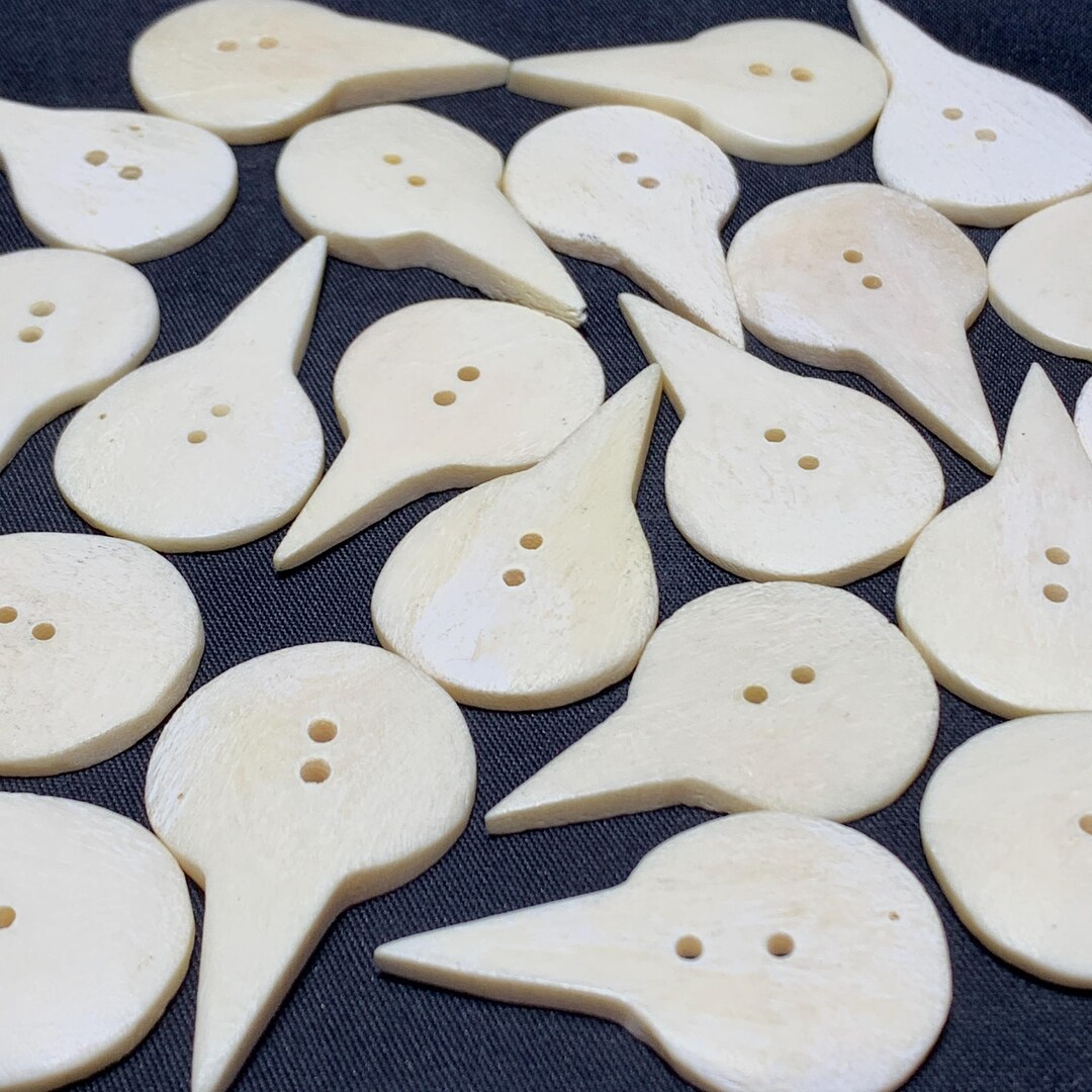 2 Pieces Natural Handmade Bone Buttons, Hand Carved Buttons, Natural ...