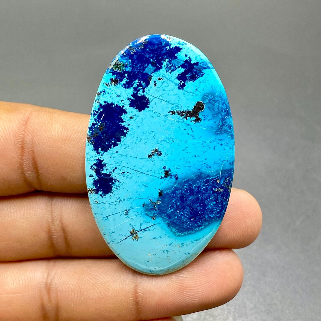 Rare High Quality With Unique Pattern Shattuckite Cabochon, Shattuckite With Azurite Gemstone ...