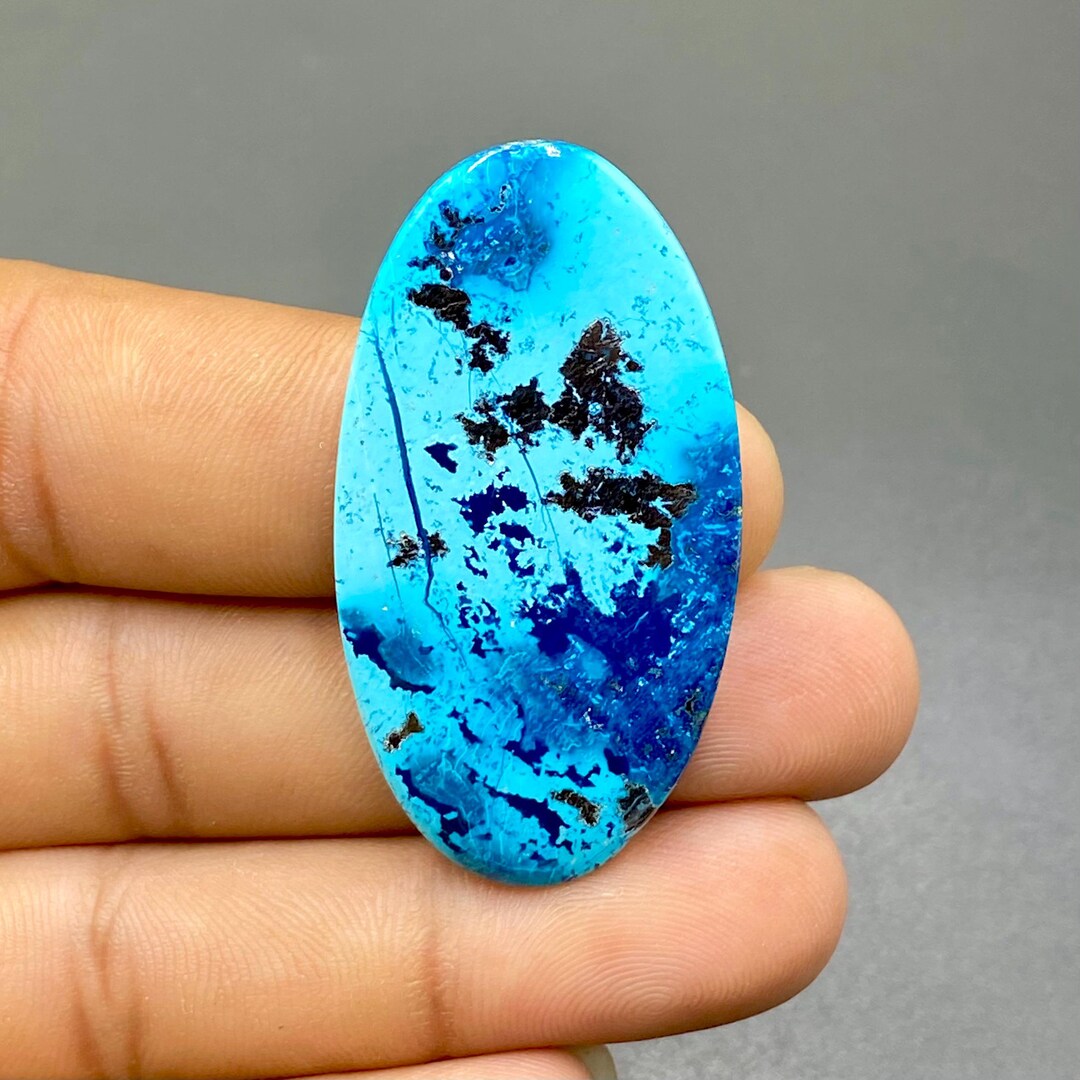Rare High Quality With Unique Pattern Shattuckite Cabochon, Shattuckite With Azurite Gemstone ...