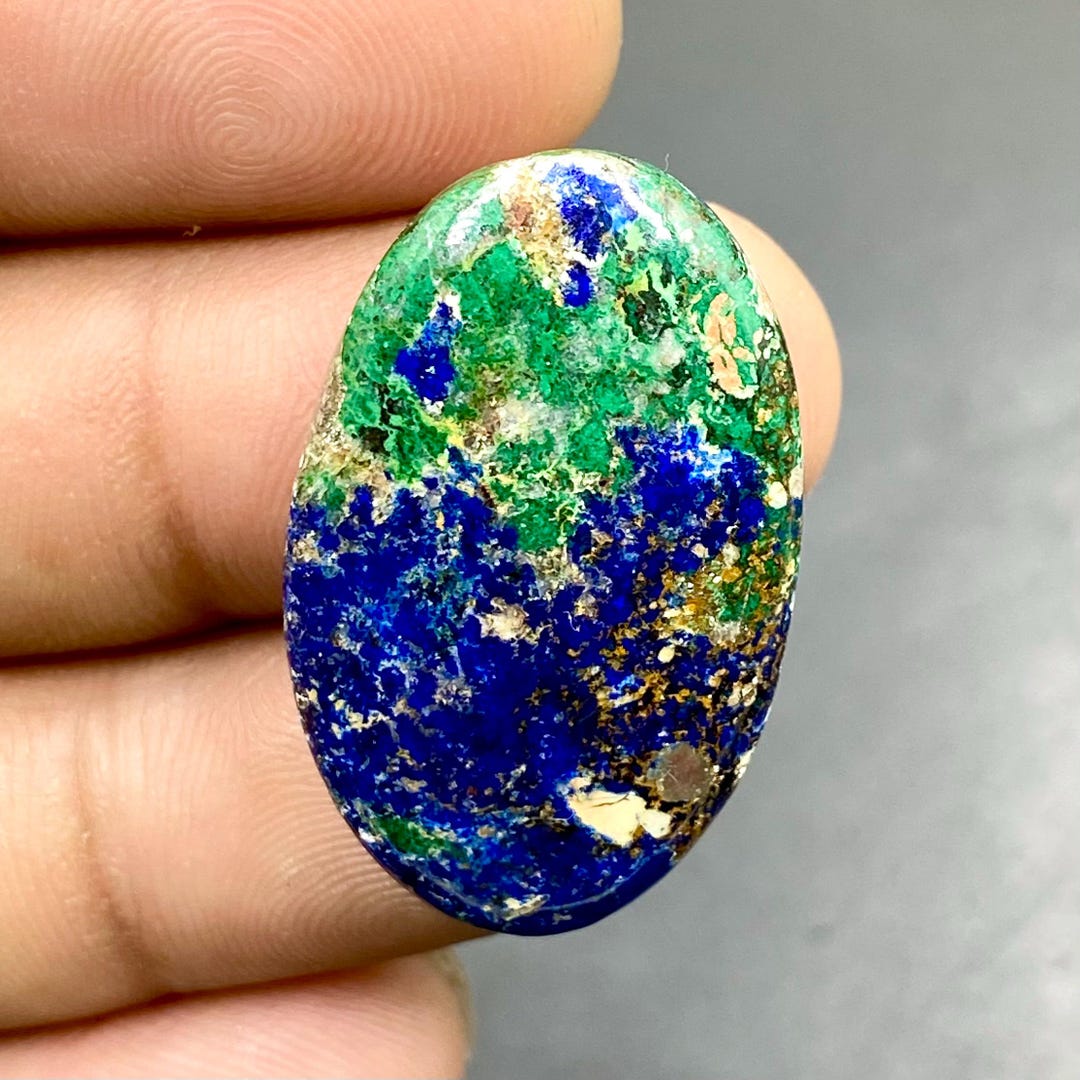 Oval Azurite Malachite Cabochon, Handmade Gemstone (30x19x6mm) (30ct ...