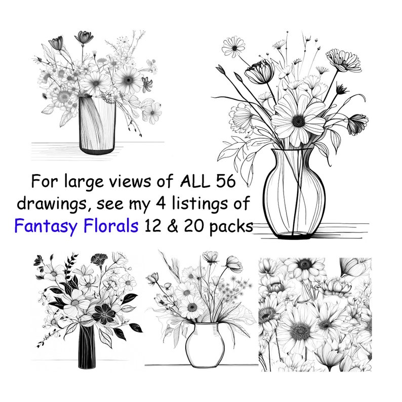 Super Pack! All 56 of My Fantasy Florals Adult Coloring Book Pages ...