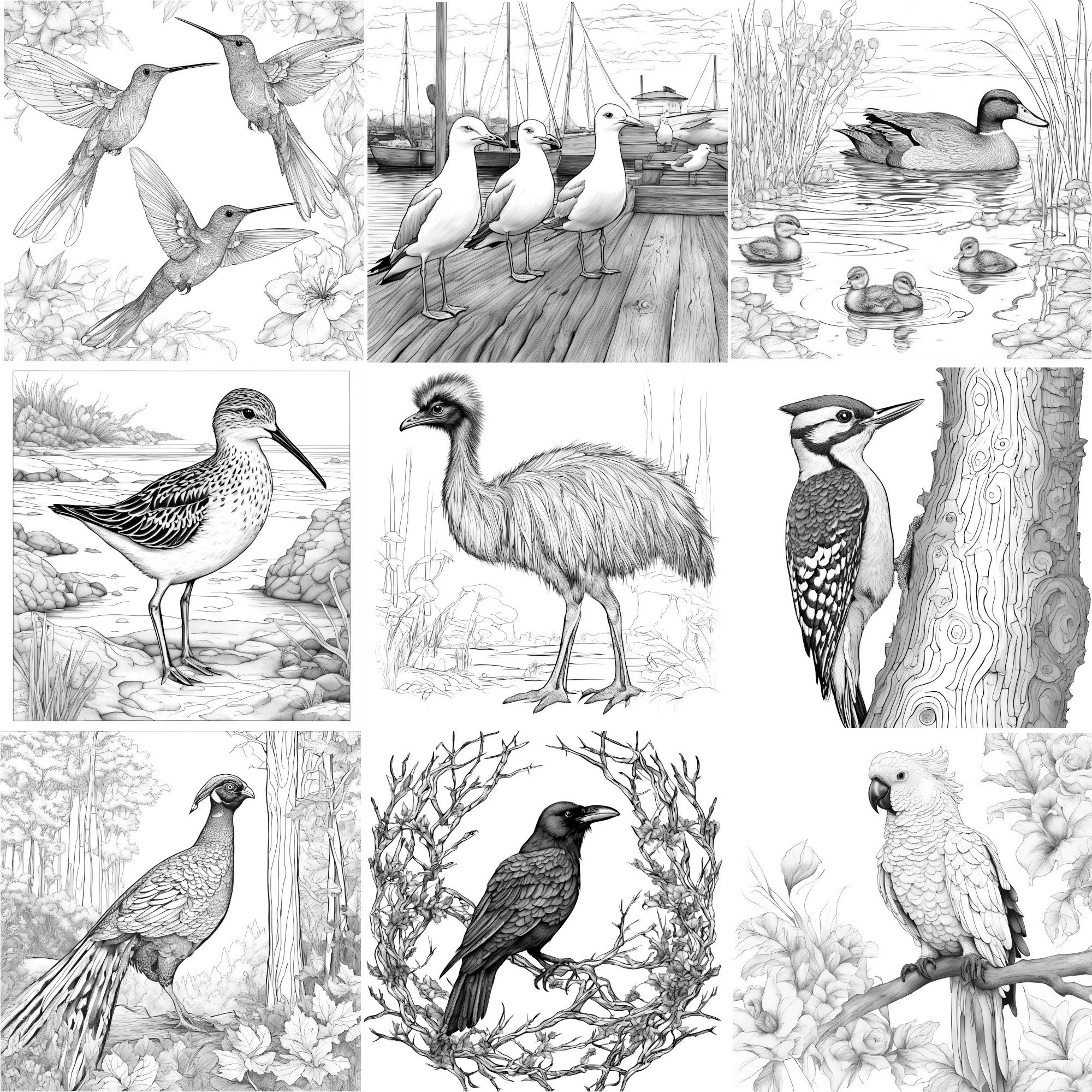 Birds 50 Super Pack Adult Coloring Pages Volume 2 of - Etsy