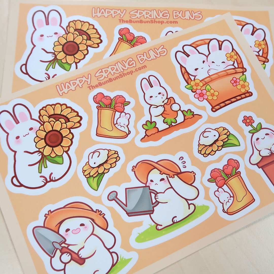 Happy Spring Buns Sticker Sheet by Thebunbunshop - Etsy
