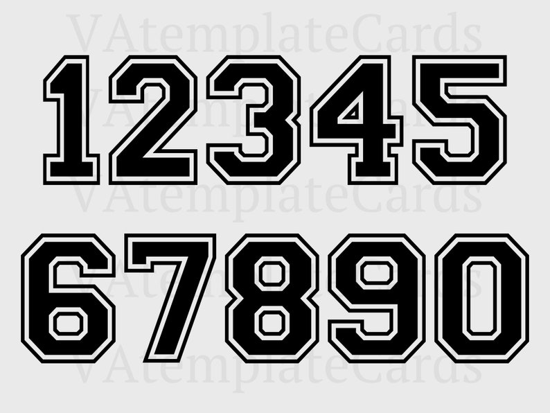 Sport Jersey Numbers: Black Bold Outline SVG, PNG (digital Download) - Etsy