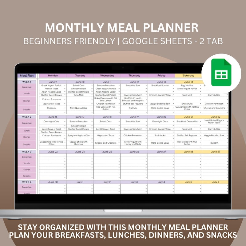 Daily Meal Log Google Sheet - Etsy