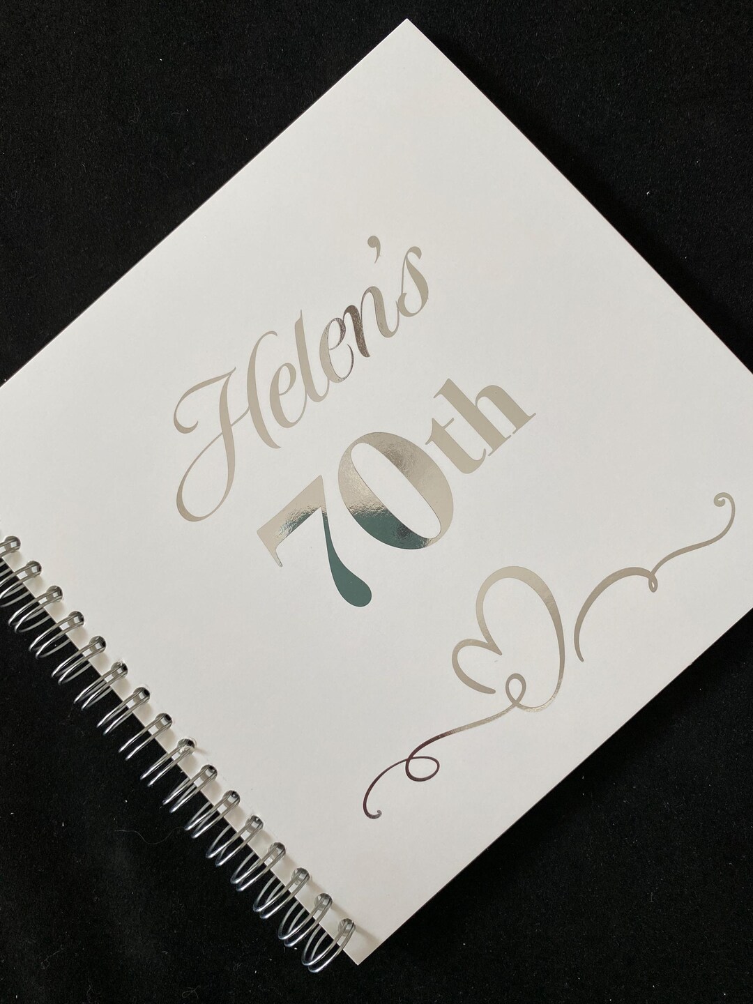 Personalised 70th Birthday Book, White & Silver Book, Personalised ...