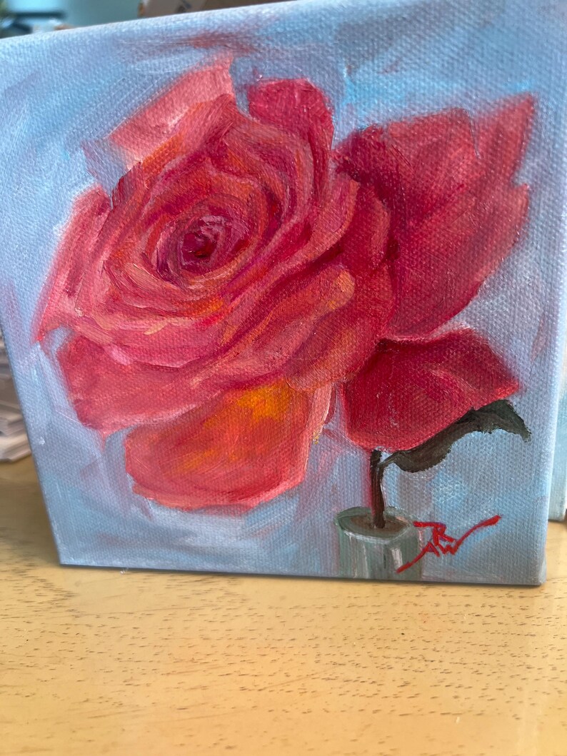 Sunset Rose, Single Rose in a Bud Vase - Etsy