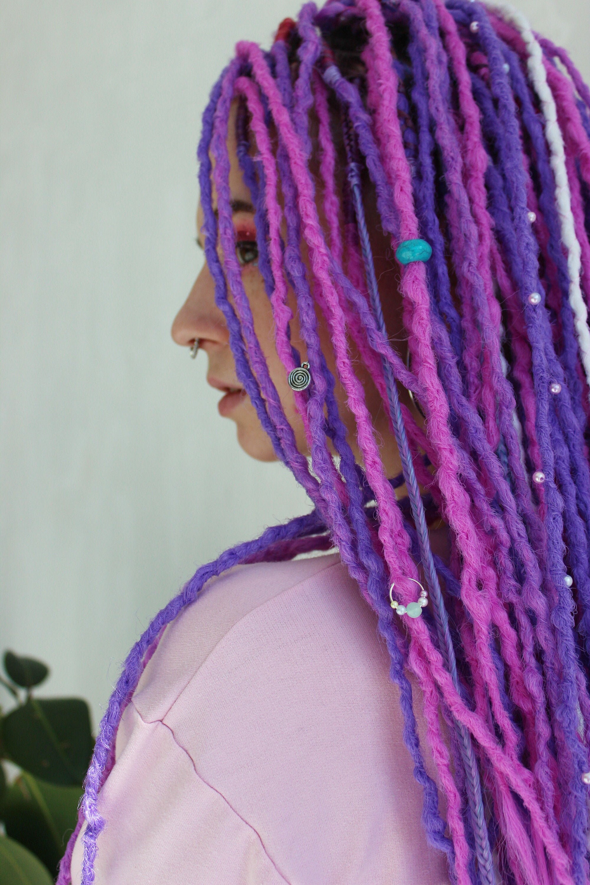 Synthetic Dreads Pink Purple Dreads Colorful Dreads Double | Etsy