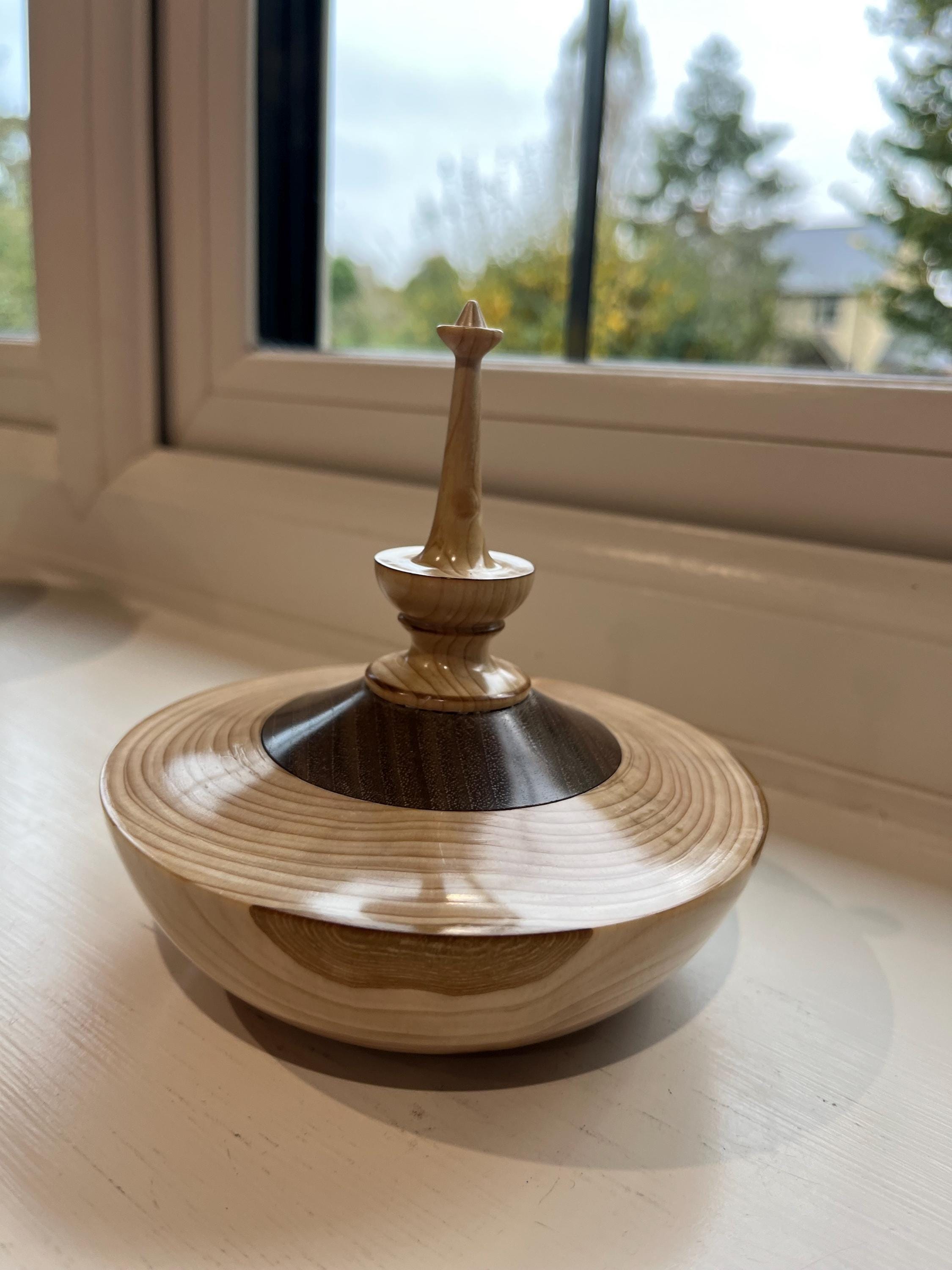 Hand Turned Wooden Lidded Pot With Finial. Sycamore Pot and Finial ...