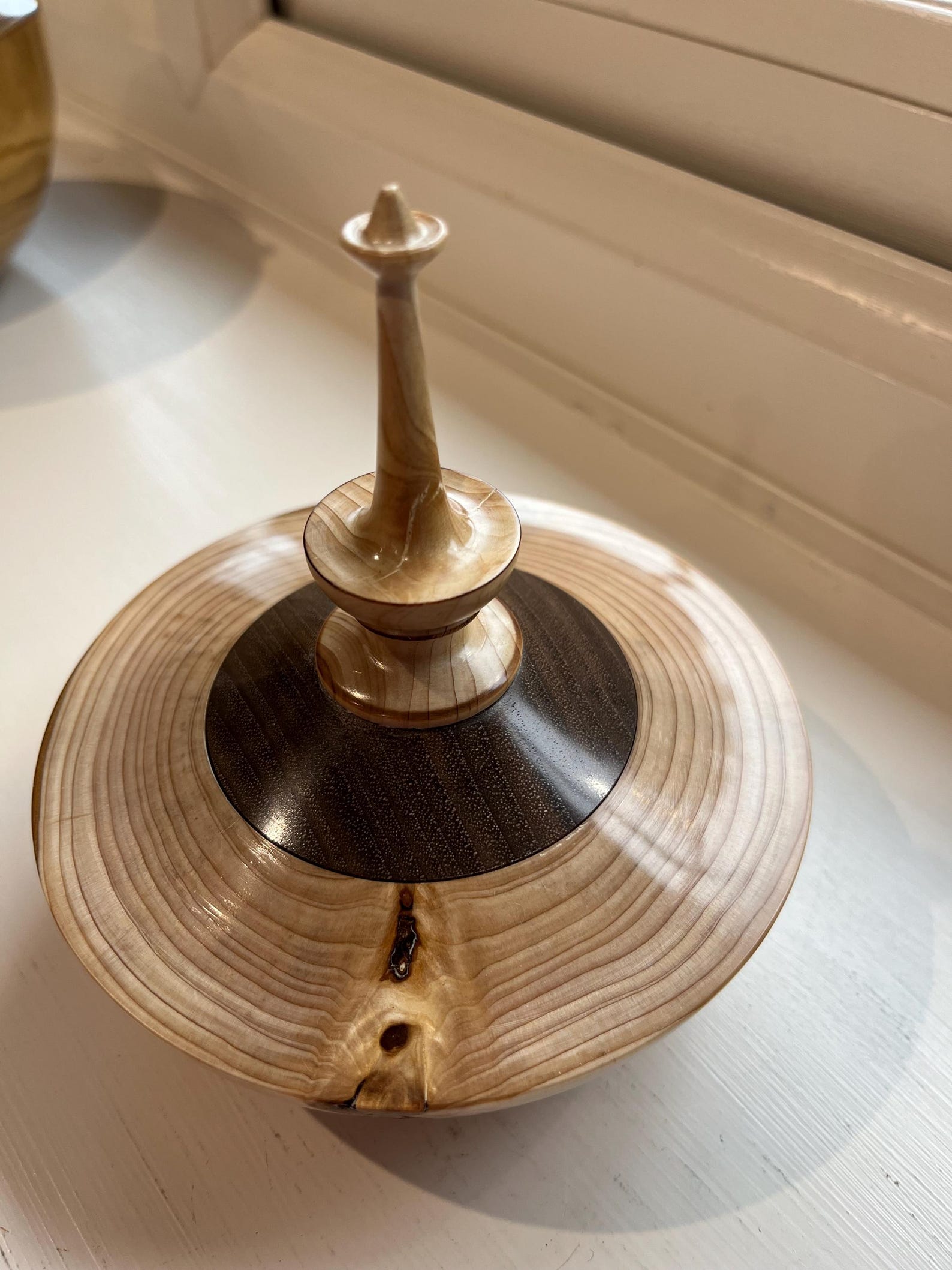 Hand Turned Wooden Lidded Pot With Finial. Sycamore Pot and Finial ...