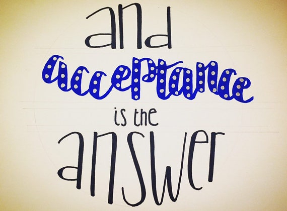 A5 Handwritten Modern Calligraphy acceptance is the Answer - Etsy