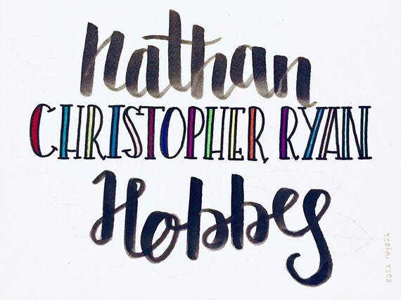 Personalised A5 Handwritten Modern Calligraphy Name | Etsy