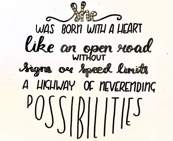 A5 Handwritten Modern Calligraphy she Was Born | Etsy