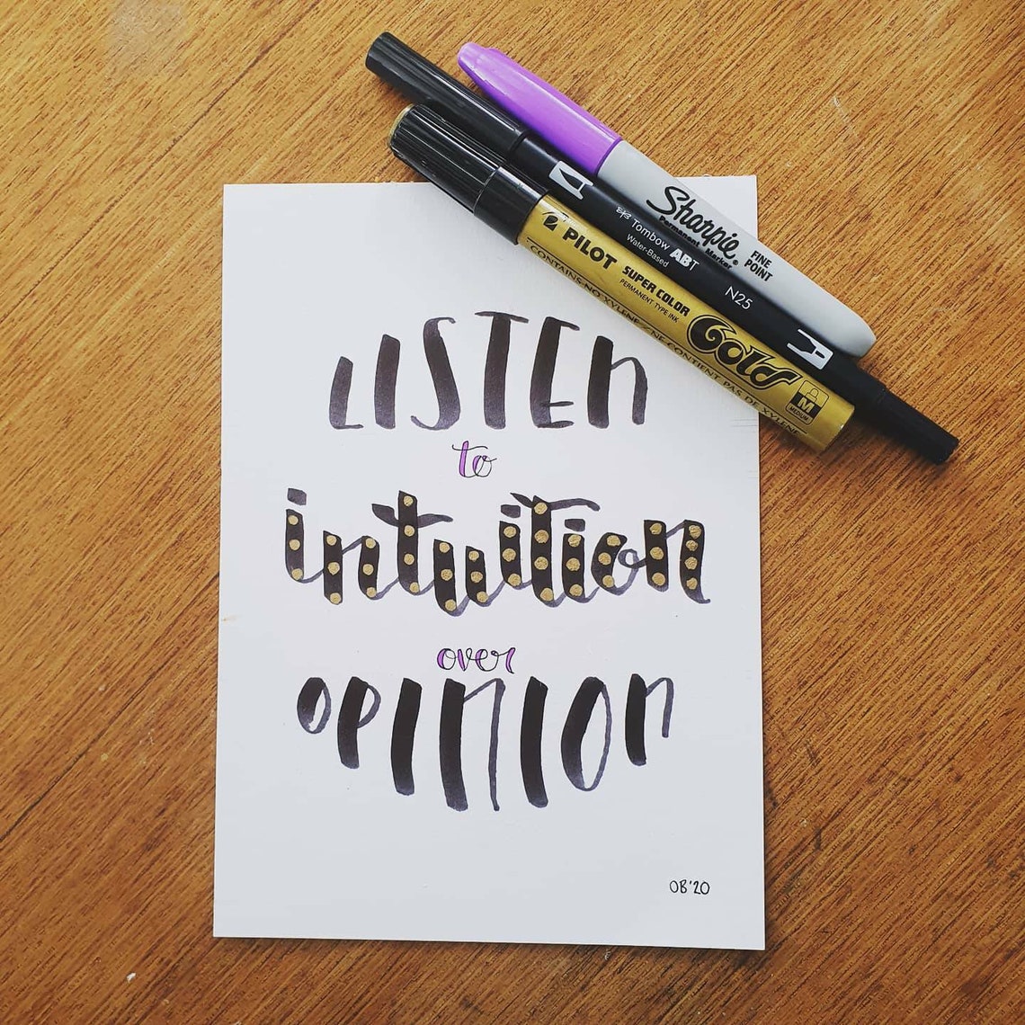 A5 Modern Calligraphy. Listen to Intuition Over Opinion. - Etsy