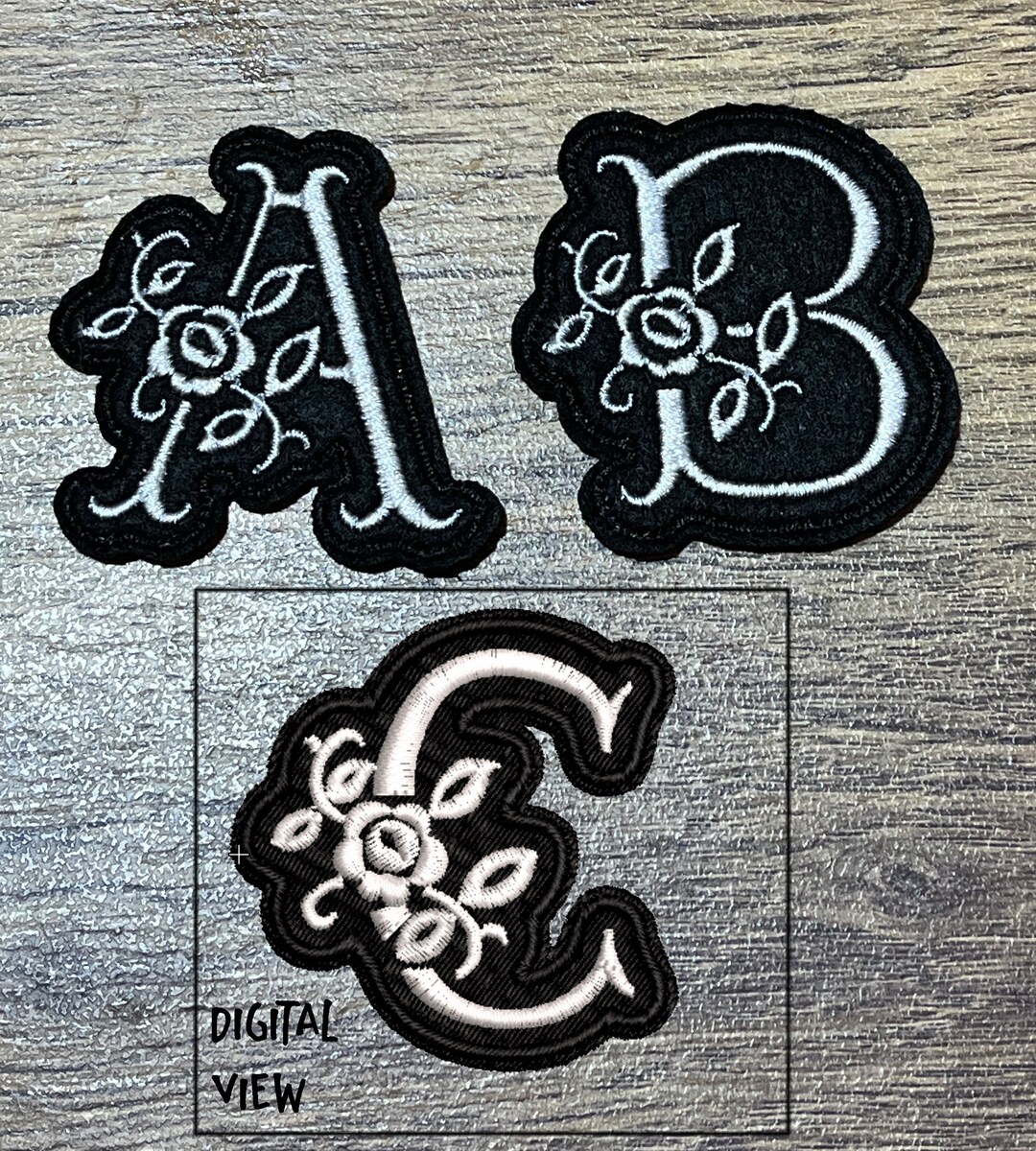 Letter With Flowers Embroidered Patch - Etsy