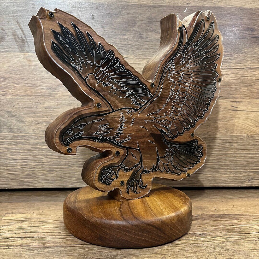 Wooden Coin Bank, Eagle Coin Bank, Custom Piggy Bank. Elm Wood. - Etsy