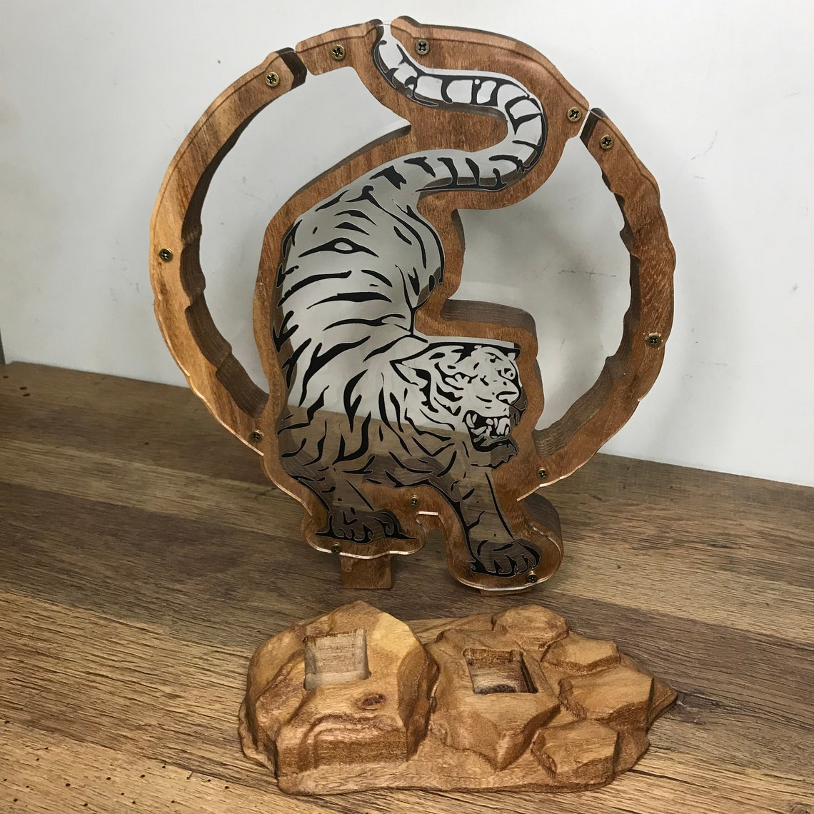 Wooden Coin Bank Tiger Coin Bank Custom Piggy Bank. Elm Wood | Etsy