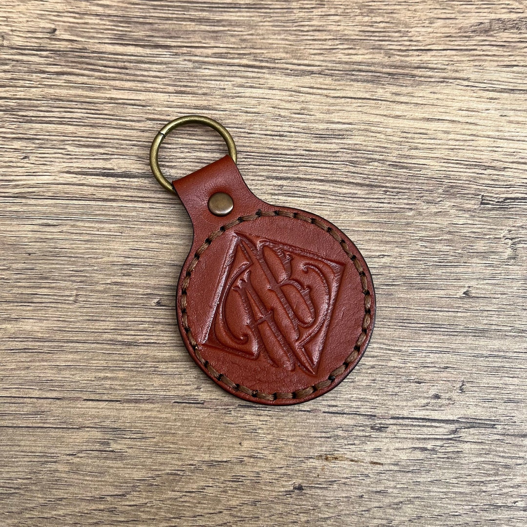 Personalized Leather Keychain - Custom Monogram - 2 Symbols Monogram ...