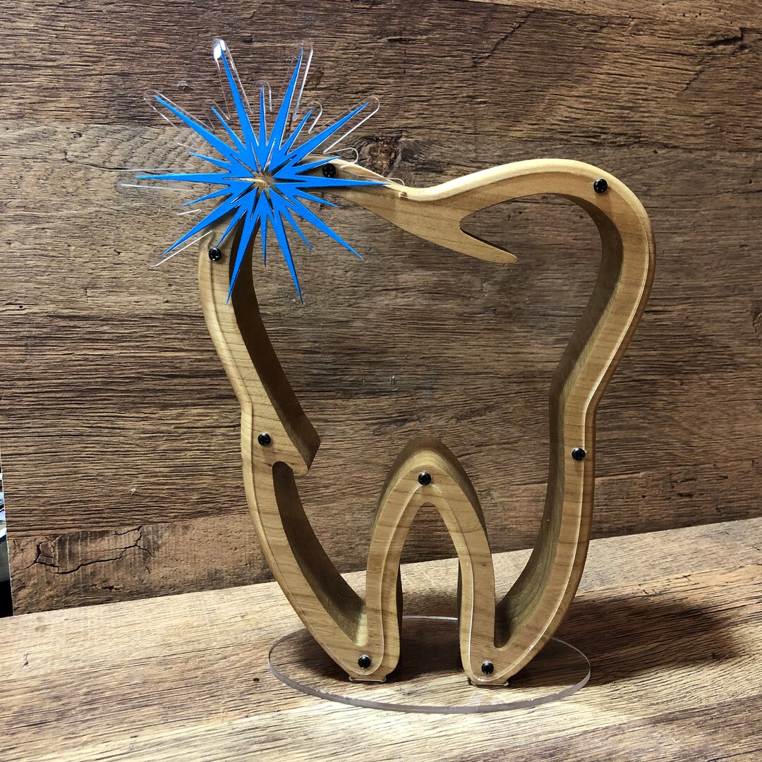 Wooden Coin Bank, Tooth Coin Bank, Custom Piggy Bank. Elm Wood. Gift ...