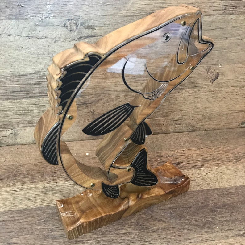 Wooden Coin Bank, Fish Coin Bank, Custom Piggy Bank. Elm Wood. - Etsy