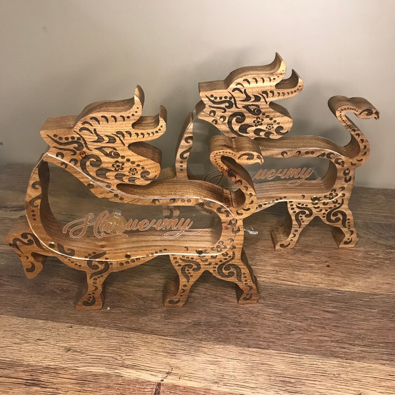 Wooden Coin Bank Bull Coin Bank Custom Piggy Bank. Elm Wood. - Etsy