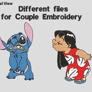 2 Versions Lilo and Stitch Embroidery Design, Lilo Kissing Stitch ...