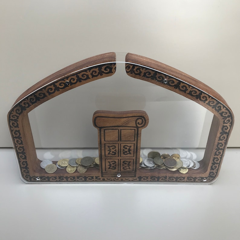 Wooden Coin Bank Custom Piggy Bank. Elm Wood. | Etsy