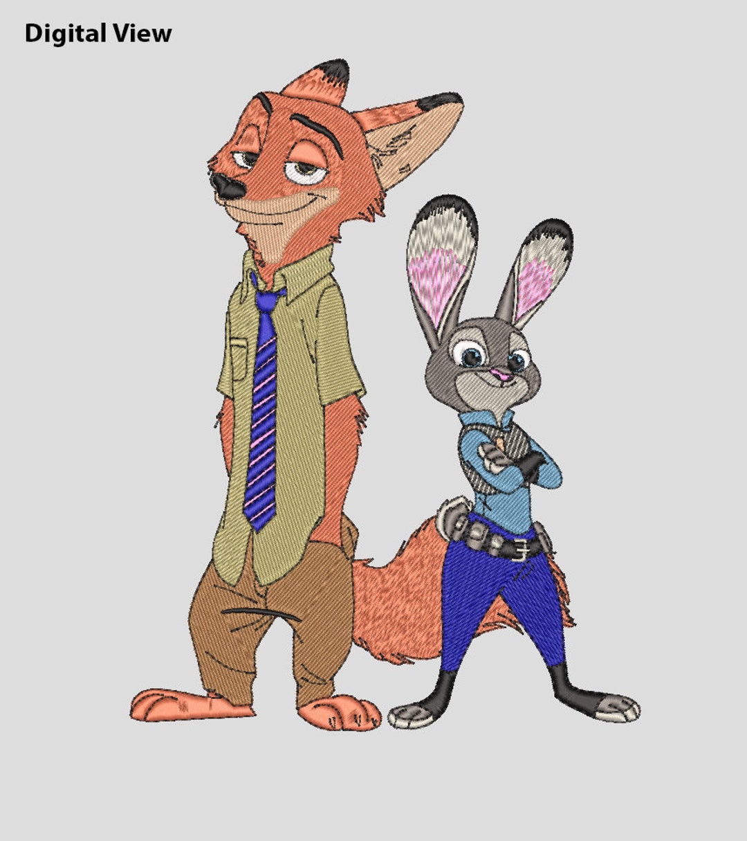 Nick and Judy Embroidery Design, 2 Versions Couple Embroidery Digital ...