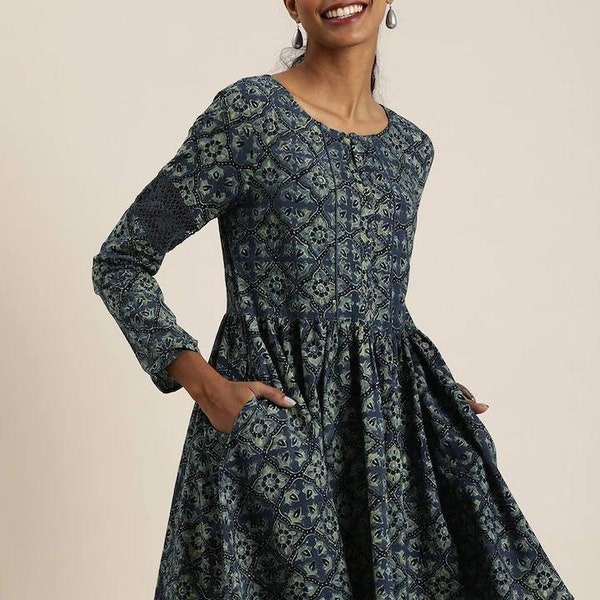 Block Print Tunic Short Dress - Etsy